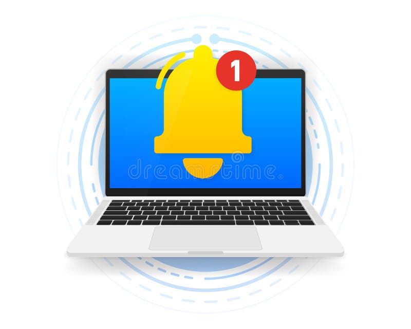 Unread Email Notification. One New Message on the Laptop Screen. Online ...