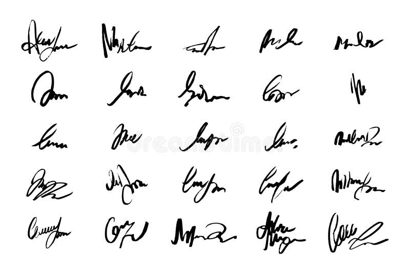 Unreadable Handwriting Font Signature Text on White Background Stock ...