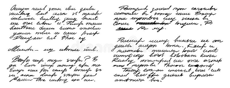 Unreadable Handwriting Template, Paragraphs and Sentences. Doodle Hand ...