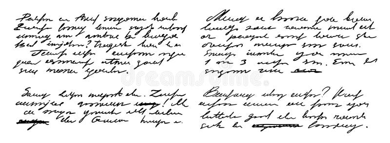Unreadable Handwriting Template, Paragraphs and Sentences. Doodle Hand ...
