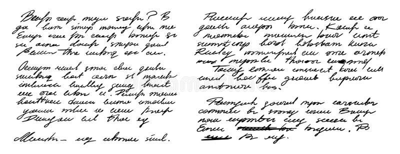 Unreadable Handwriting Template, Paragraphs and Sentences. Doodle Hand ...