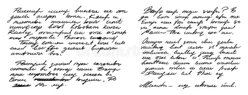 Unreadable Handwriting Template, Paragraphs and Sentences. Doodle Hand ...