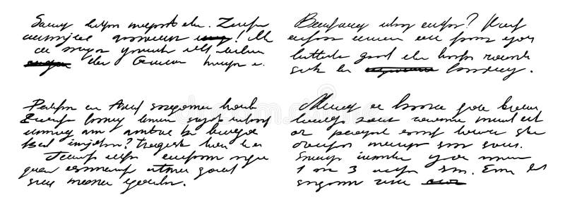 Unreadable Handwriting Template, Paragraphs and Sentences. Doodle Hand ...