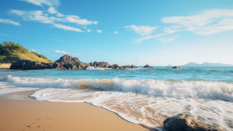 Unreal Engine 5: Hyper-detailed Sandy Beach and Ocean Scenery Stock ...