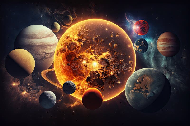 Unreal Fantastic Scheme of the Solar System with the Sun and Planets in ...