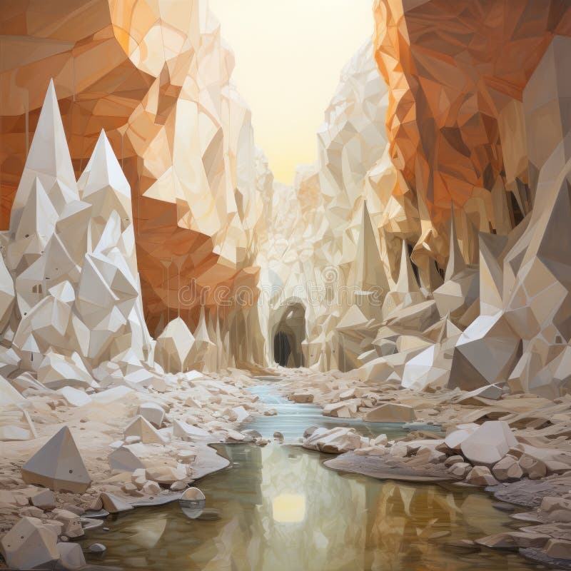 Unreal Landscapes: the Cave - Low Poly Expressionist Imagery Stock ...