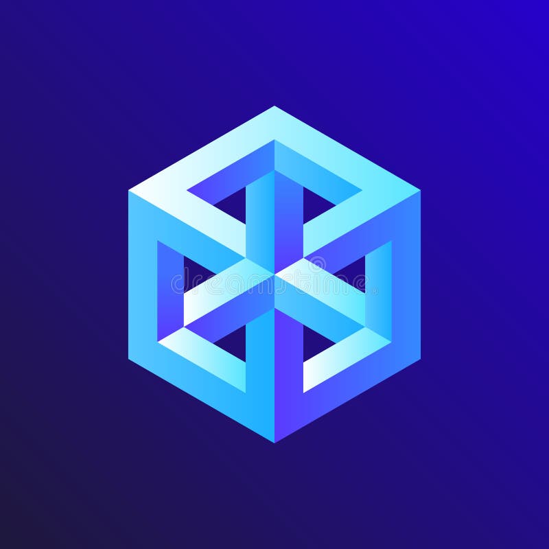 Unreal Optical Illusion Cube Illustration, Isometric Drawing Stock ...