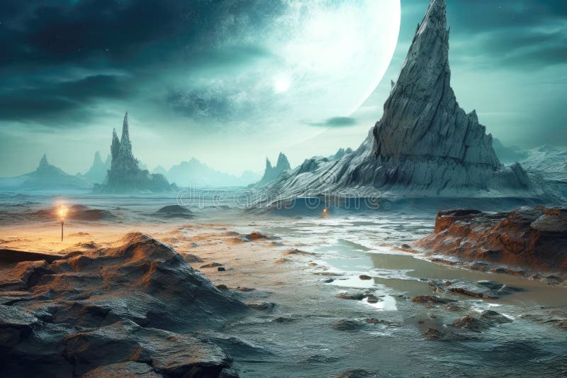 Unreal View of Alien Planet S Surface Stock Illustration - Illustration ...