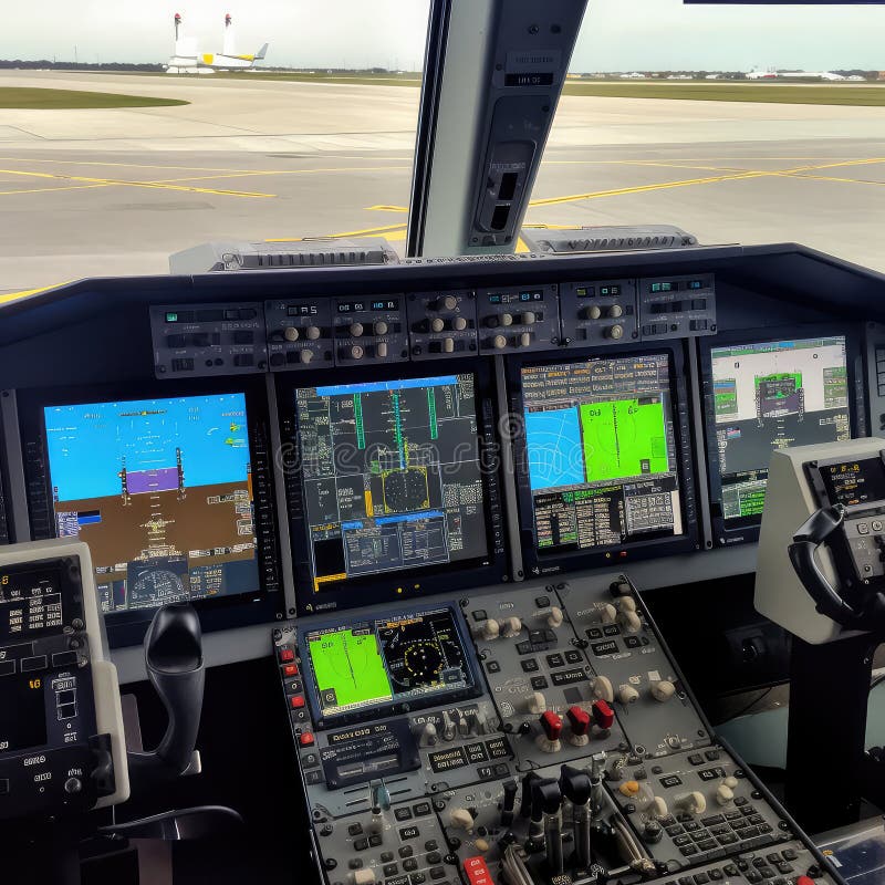 Unreal Workplace of Airplane Command Centre, Professional Air Traffic ...