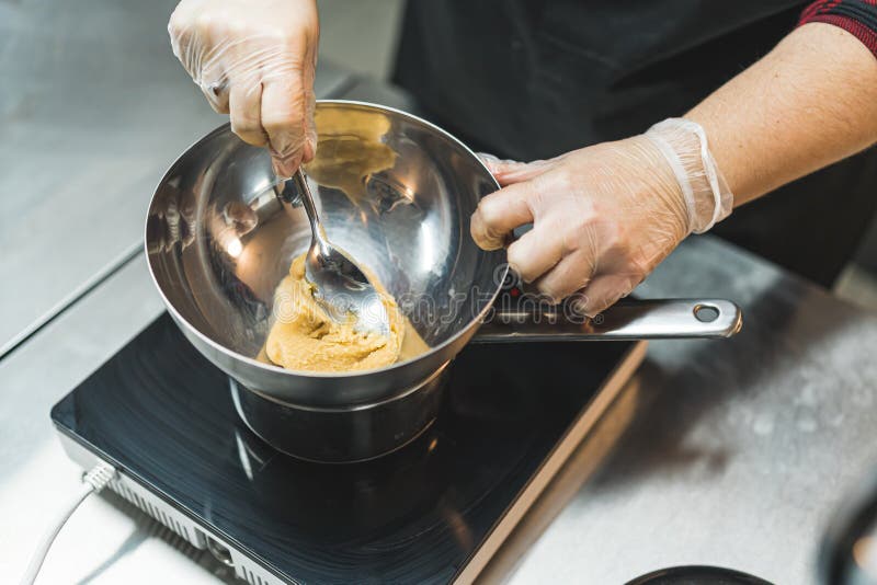 Unrecognisable Professional Baked Preaping Base for Caramel Apple ...