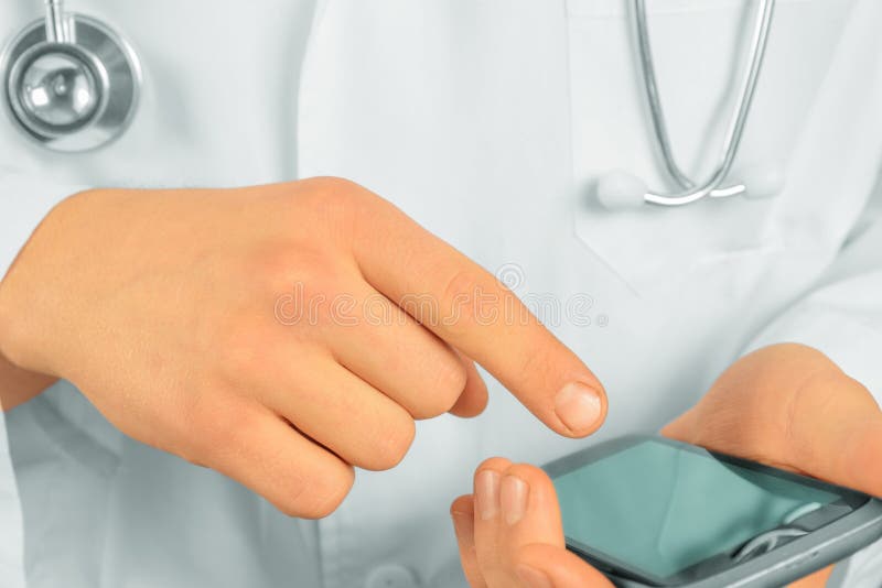 Doctor Using Mobile Phone in Hospital Stock Photo - Image of ...
