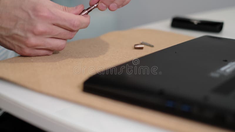 Unrecognizable Engineer Separating Computer from Case. Electronic ...