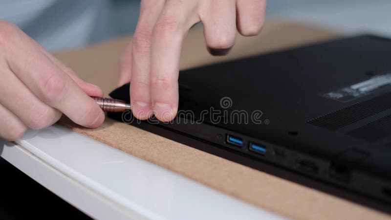 Unrecognizable Engineer Separating Computer from Case. Electronic ...