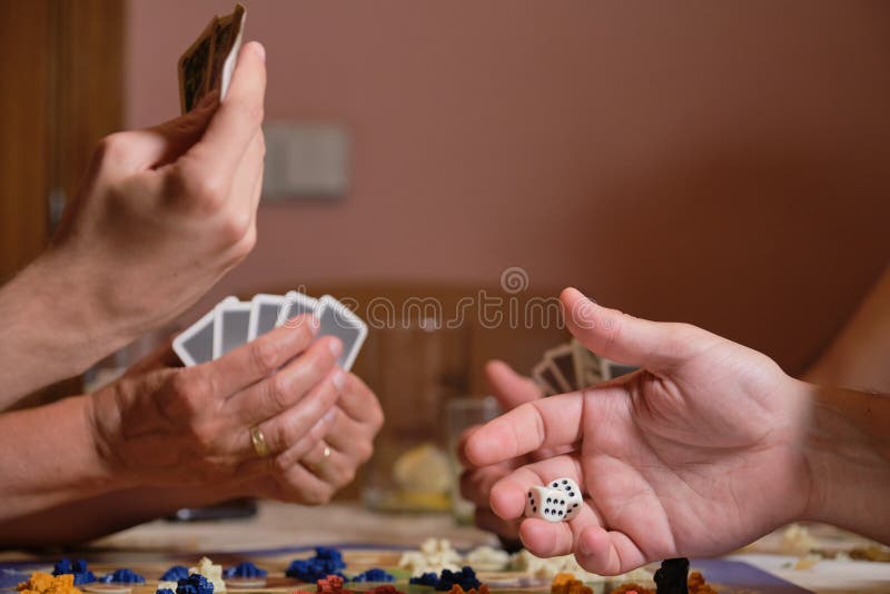 Unrecognizable Family Hands Playing Board Games Stock Image - Image of ...