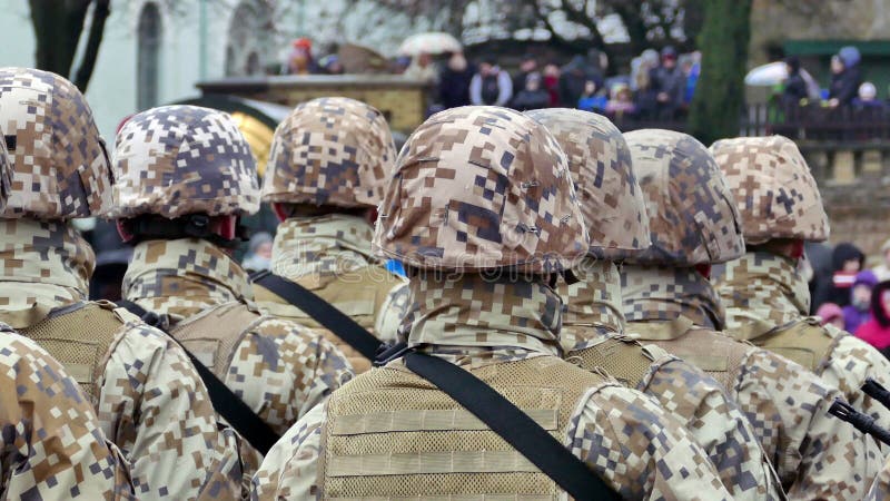 Unrecognizable Formation of Soldiers from Back Stock Video - Video of ...