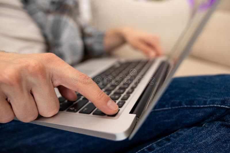 Unrecognizable Guy Using Laptop Working Online Typing Keyboard. Stock ... Unrecognizable Guy Using Laptop Working Online Typing Keyboard. Stock ...