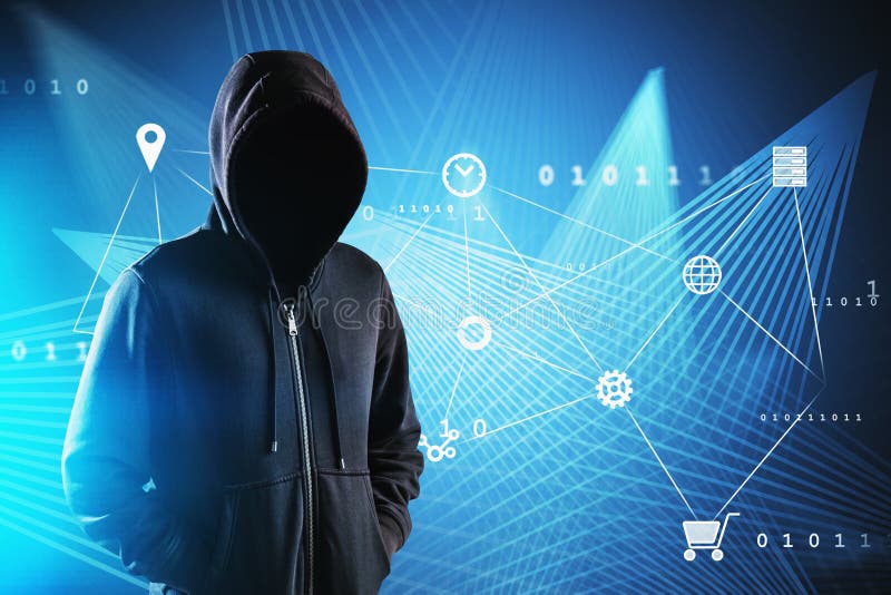 Unrecognizable Hacker, Cyber Security Interface Stock Photo - Image of ...