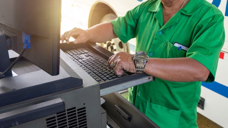 Unrecognizable Latino Man Performs Bus Mechanics Stock Photo - Image of ...