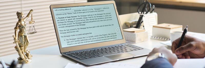 Unrecognizable Male Lawyer Writing in Notebook Header Stock Image ...