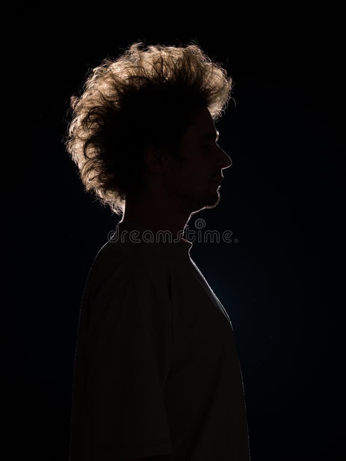 Profile of Man in Black Shadow Stock Photo - Image of lighting, people ...