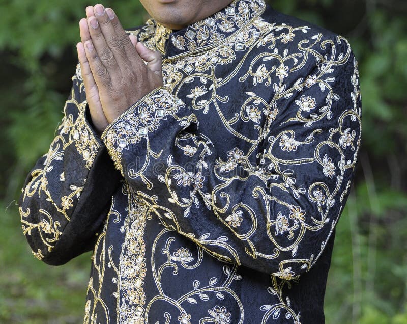 Unrecognizable Man Wearing Traditional Jacket from India Stock Photo ...