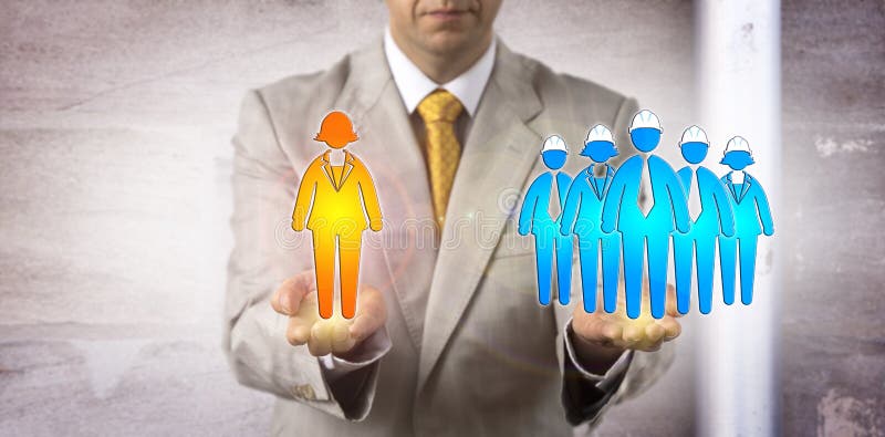 Man Balancing Female Manager Versus Worker Group Stock Photo - Image of ...