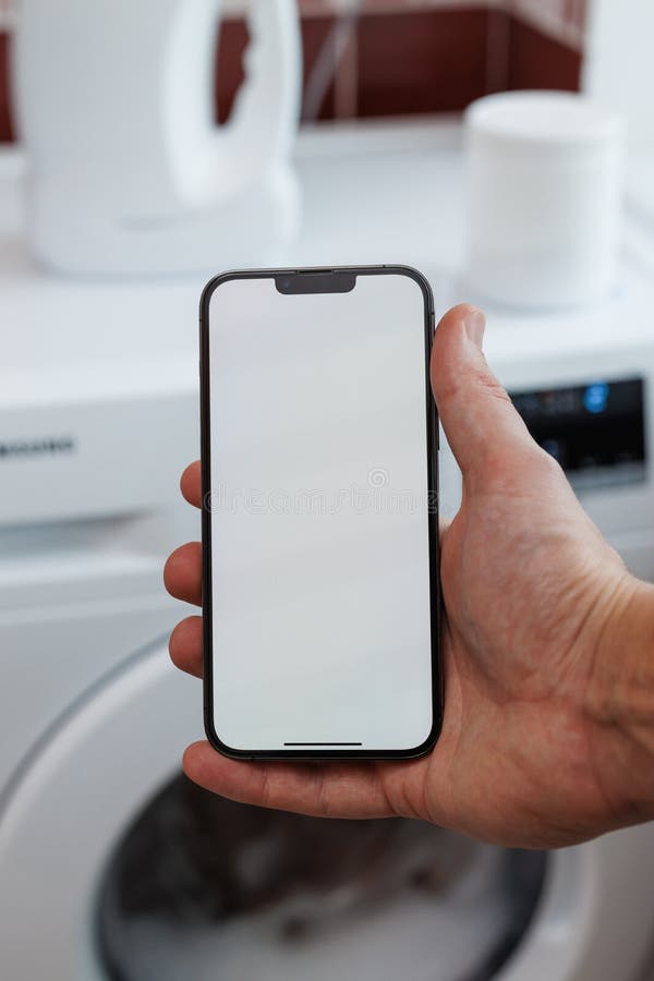 Unrecognizable Person Using Mobile Phone with Smart Home App on Screen ...