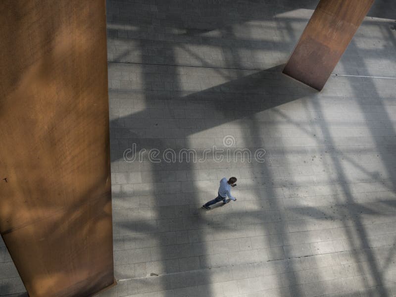 Unrecognizable Walker Walk Across a Square Stock Image - Image of coton ...