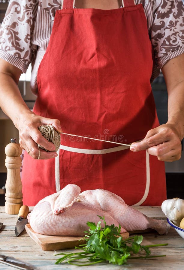 Unrecognizable Woman Cooking Chicken Stock Image - Image of potato ...