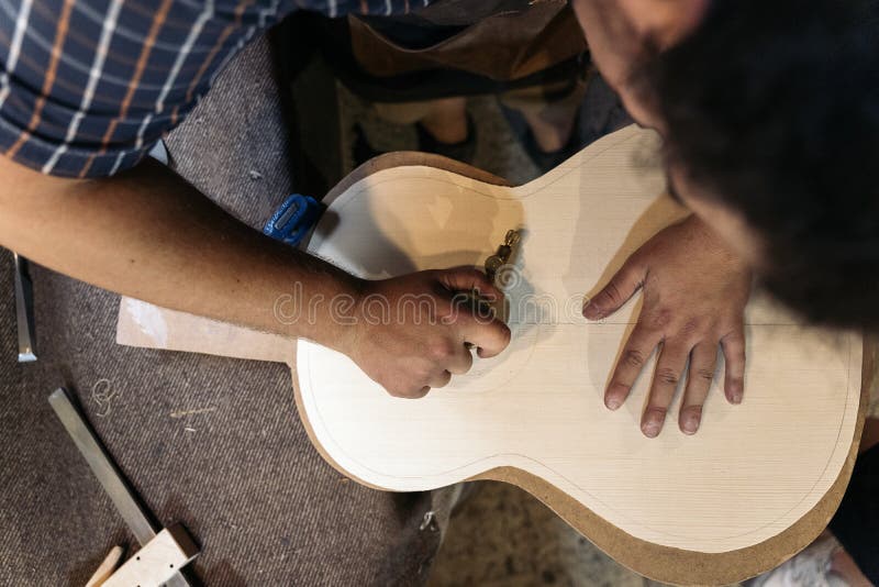 Luthier Making Guitar stock photo. Image of process - 263487864