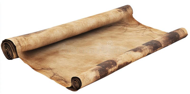 Unrolling Antique Scroll Revealing Old Parchment with Map Concept Stock ...