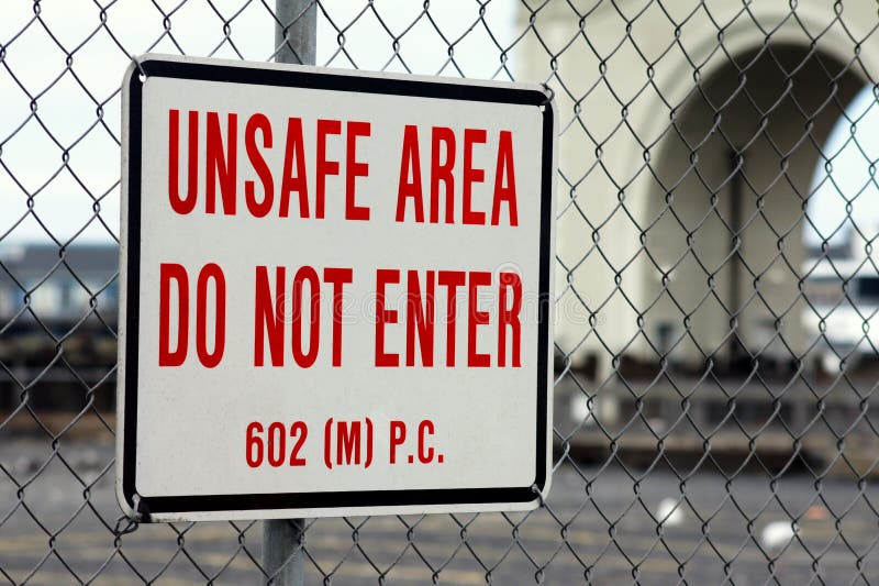 Unsafe Area sign stock photo. Image of warning, caution - 15936232