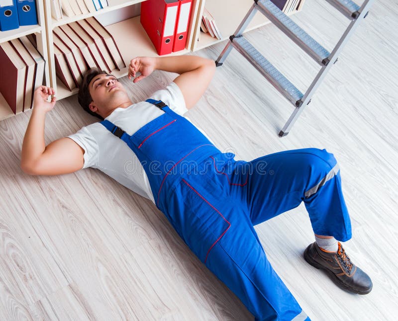 Unsafe Behavior Concept with Falling Worker Stock Photo - Image of ...