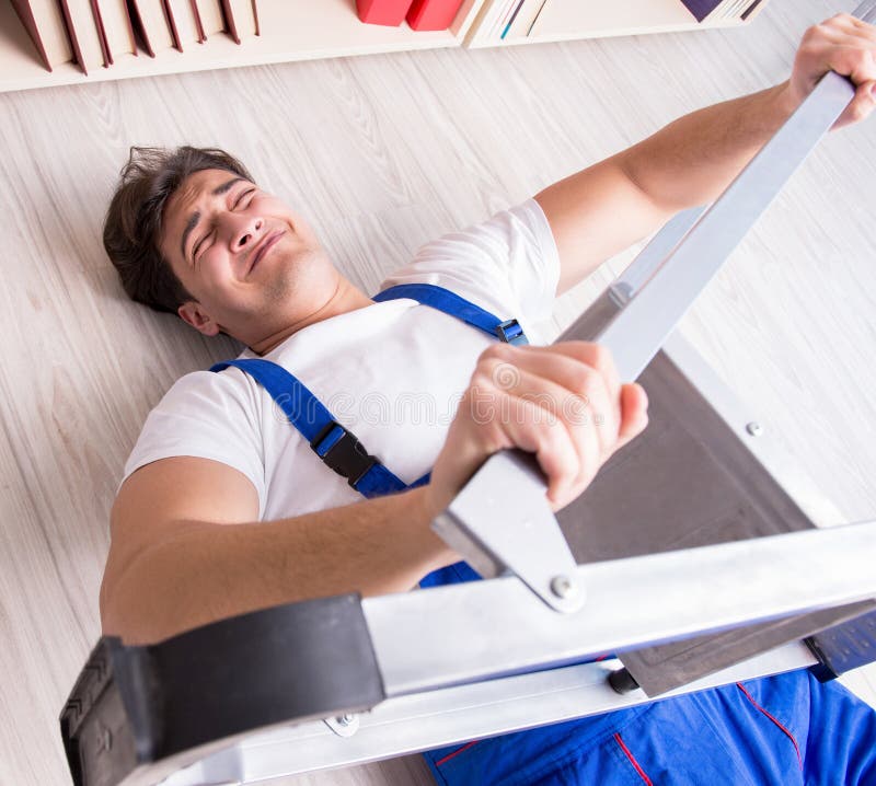 Unsafe Behavior Concept with Falling Worker Stock Photo - Image of fall ...