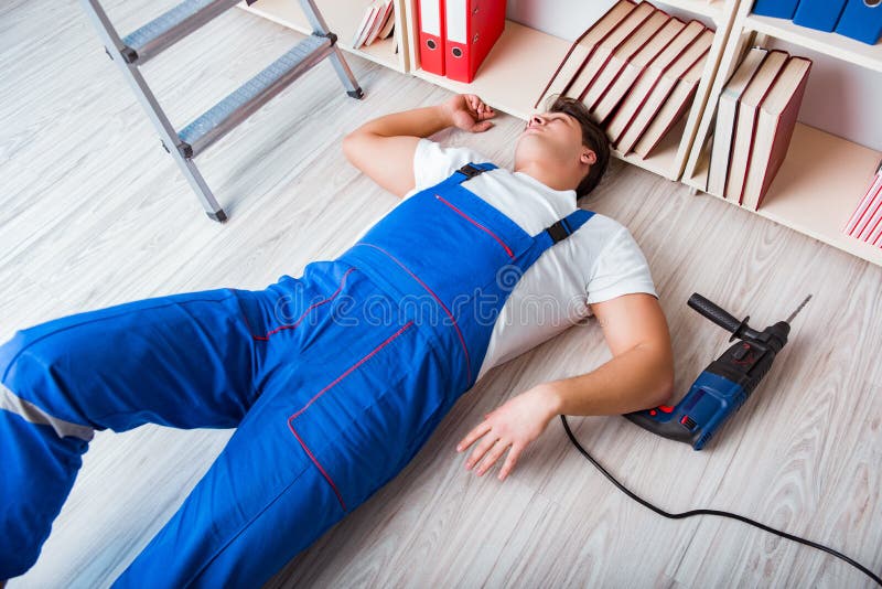 The Unsafe Behavior Concept with Falling Worker Stock Image - Image of ...