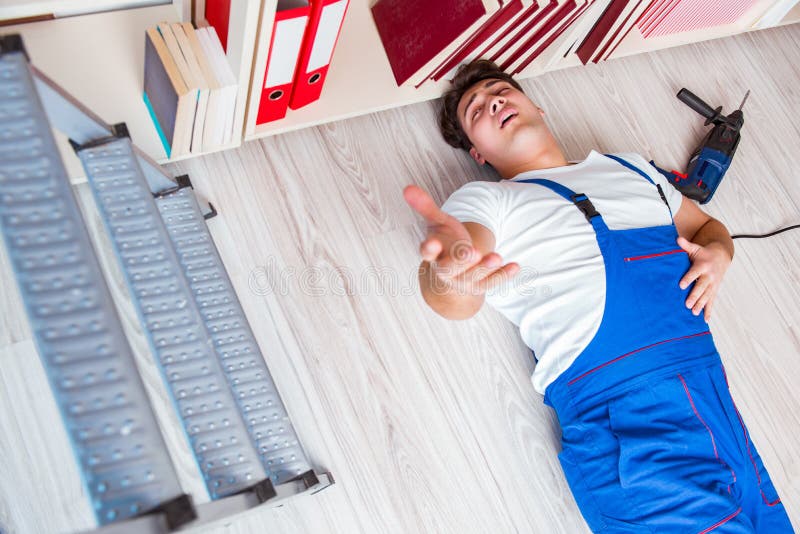 The Unsafe Behavior Concept with Falling Worker Stock Photo - Image of ...