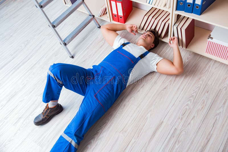 The Unsafe Behavior Concept with Falling Worker Stock Photo - Image of ...