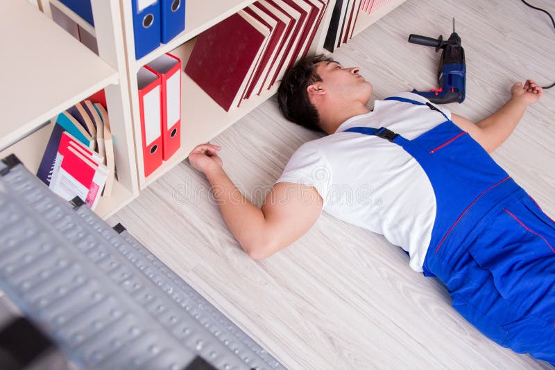 The Unsafe Behavior Concept with Falling Worker Stock Image - Image of ...