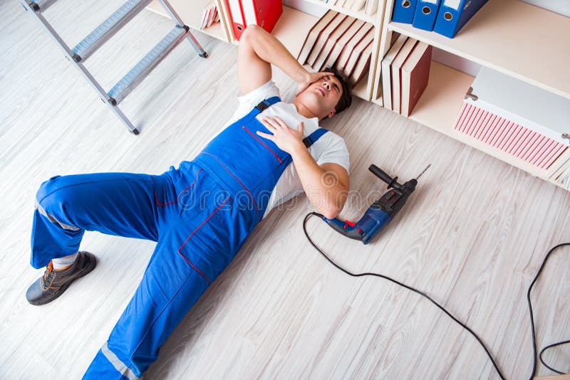 The Unsafe Behavior Concept with Falling Worker Stock Photo - Image of ...