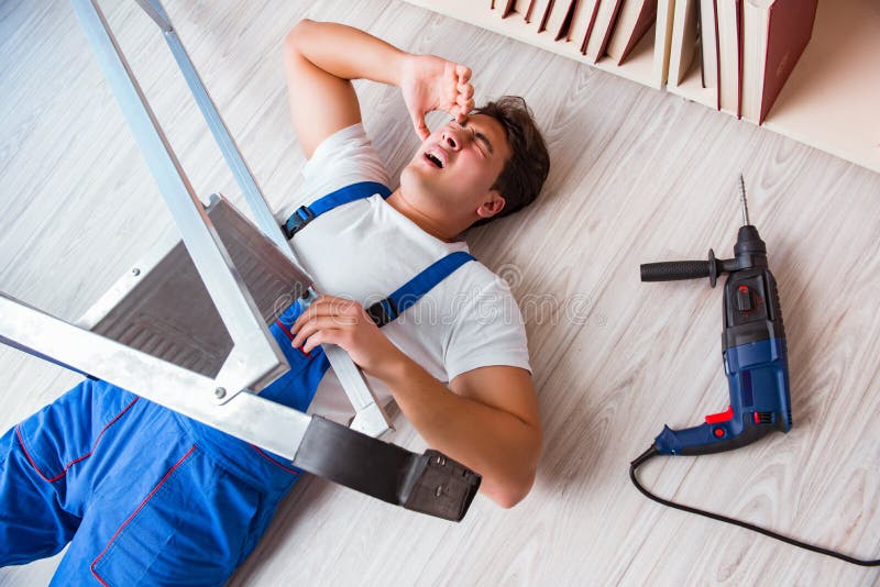 The Unsafe Behavior Concept with Falling Worker Stock Photo - Image of ...