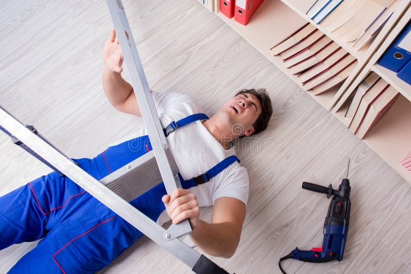 The Unsafe Behavior Concept with Falling Worker Stock Photo - Image of ...