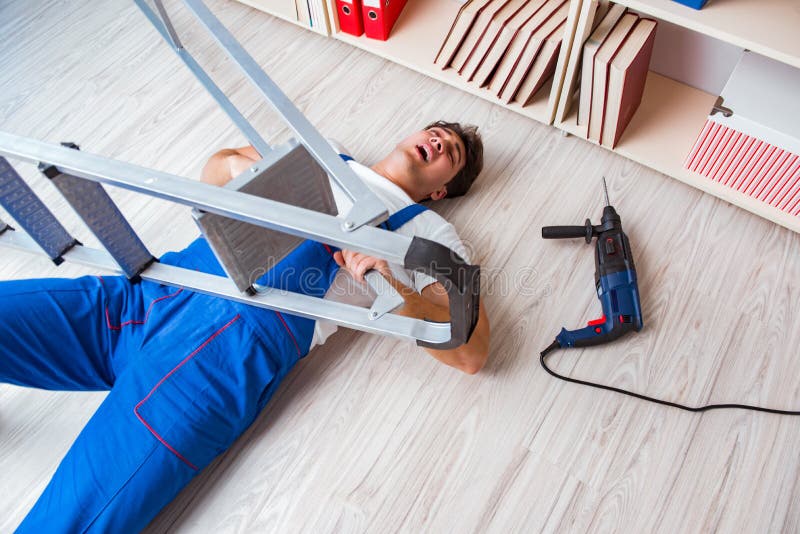 The Unsafe Behavior Concept with Falling Worker Stock Photo - Image of ...