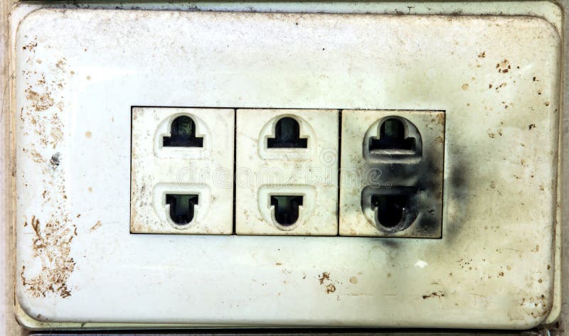 Burnt Out Plug Socket Due To Connection is Loose Stock Photo - Image of ...