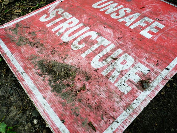 Unsafe Structure Sign Ripped Off Stock Image - Image of dangerous ...