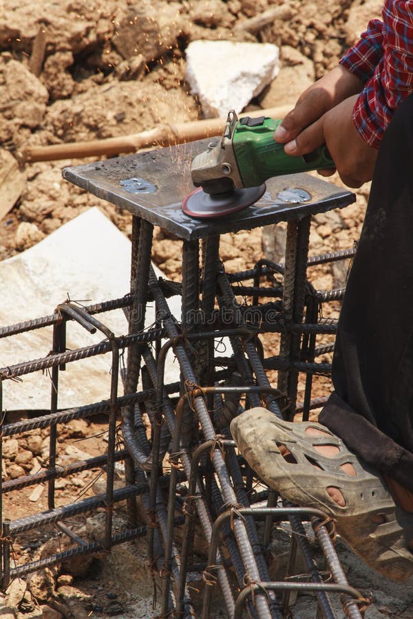 Unsafe Work - Using Grinding without Protection. Stock Image - Image of ...