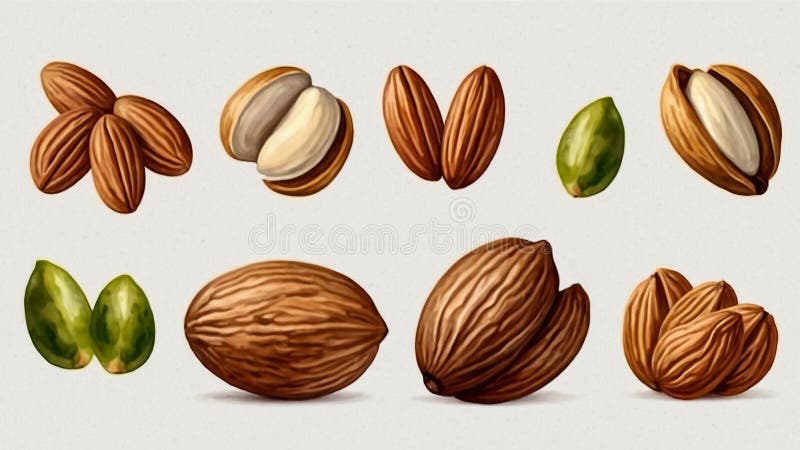 Unsalted Mixed Nuts Isolated on White Background, Top View Stock ...