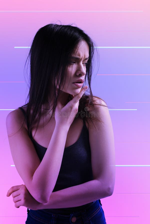 Unsatisfied Beautiful Woman Suffering From Depression Stock Image ...