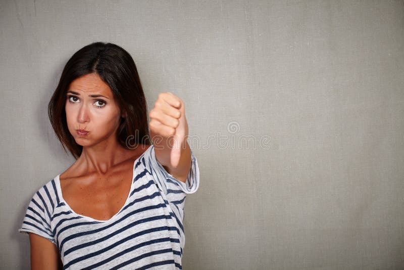 Unsatisfied Young Lady Showing Disapproval Sign Stock Image - Image of ...