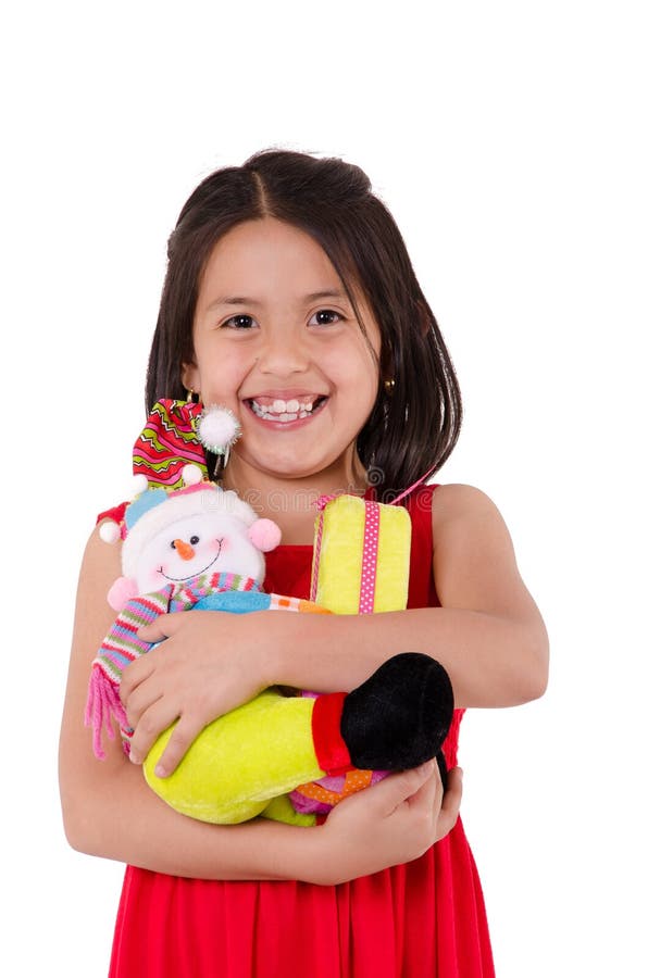 Unschuldiges Kleines Mädchen Das Mit Einer Puppe Spielt Stockbild