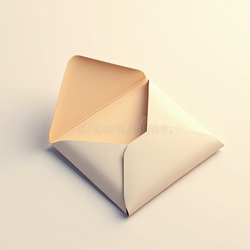 Open Beige Paper Envelope Isolated on a Soft Cream Background Stock ...